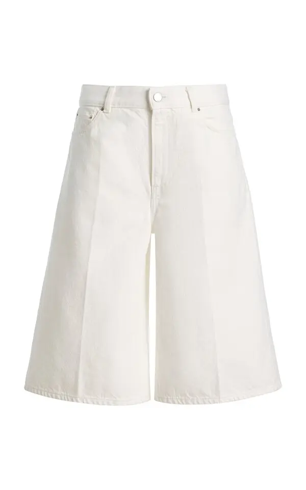 TOTEME Rigid Organic Cotton Denim Board Shorts - White