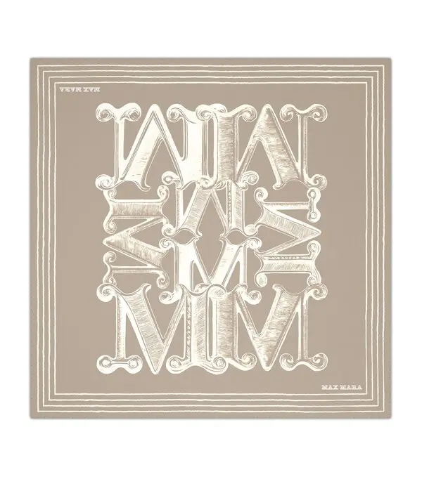 Max Mara Silk Logo Scarf - Beige