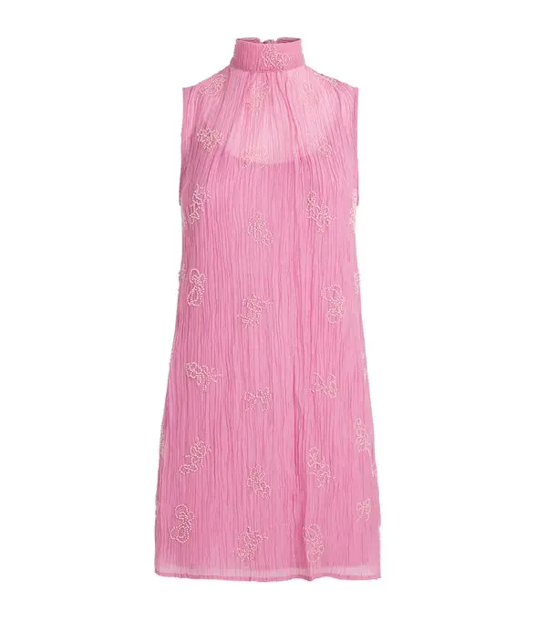 Staud Beaded Albee Mini Dress - Pink