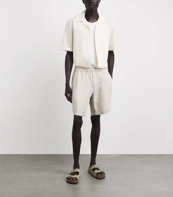 Sunspel Cotton Textured Stripe Shirt - Ivory