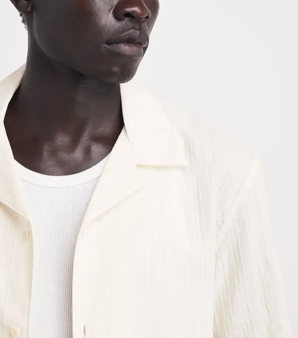 Sunspel Cotton Textured Stripe Shirt - Ivory