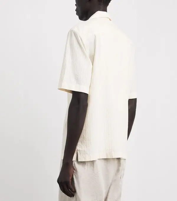 Sunspel Cotton Textured Stripe Shirt - Ivory