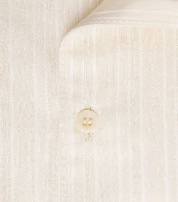 Sunspel Cotton Textured Stripe Shirt - Ivory