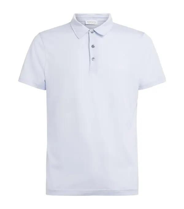 Sunspel Supima Cotton Polo Shirt - Blue