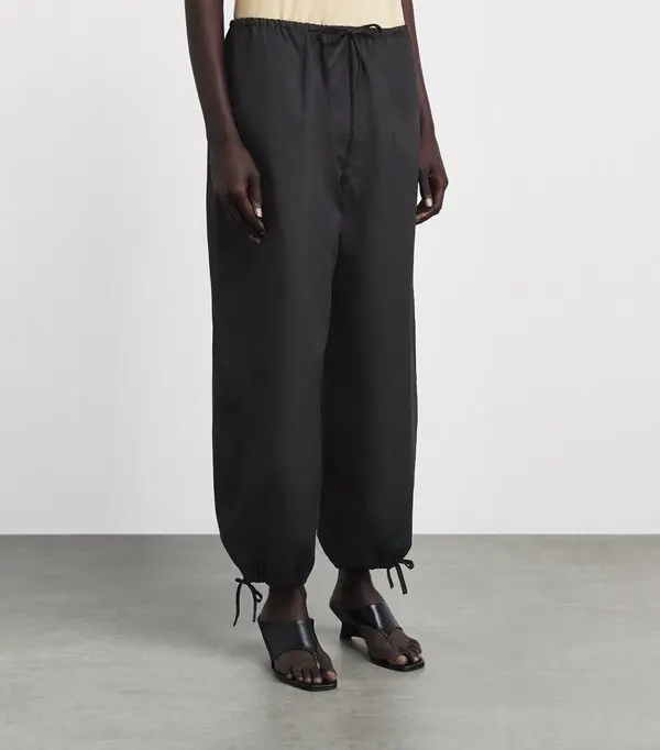 TOTEME Cotton Drawstring Trousers - Black
