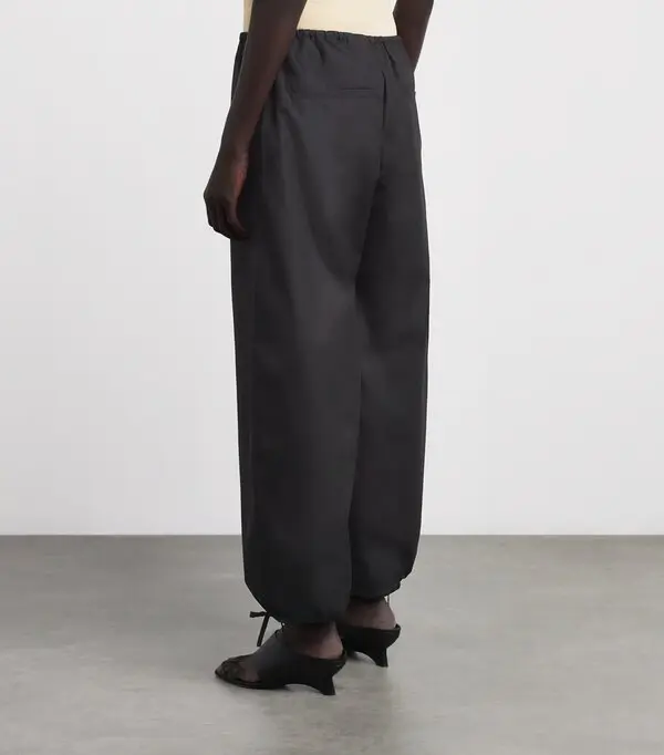 TOTEME Cotton Drawstring Trousers - Black
