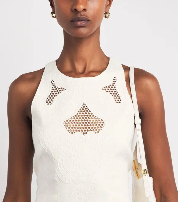 Veronica Beard Linen-blend Eyelet Upten Midi Dress - Ivory