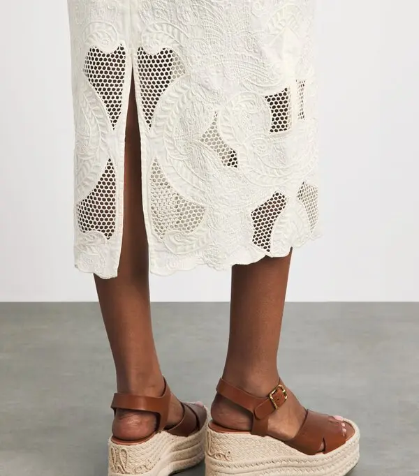 Veronica Beard Linen-blend Eyelet Upten Midi Dress - Ivory