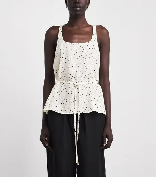 Theory Silk-blend Polka-dot Tank Top
