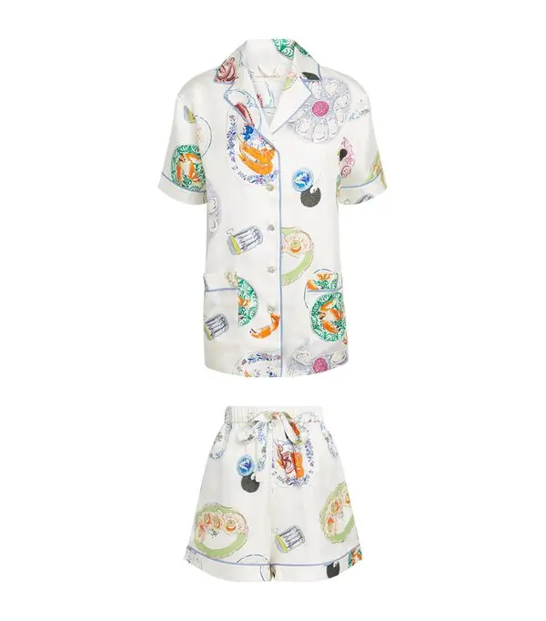 Olivia Von Halle Silk Seafood Ingo Pyjama Set - White