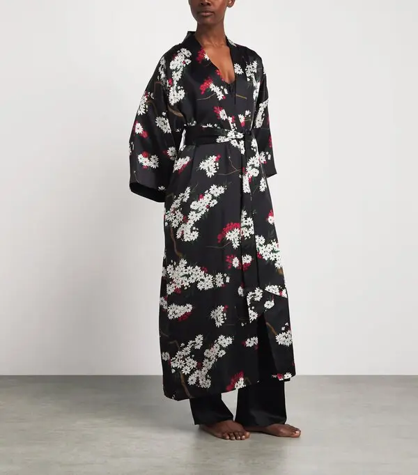 Olivia Von Halle Silk Floral Queenie Night Robe