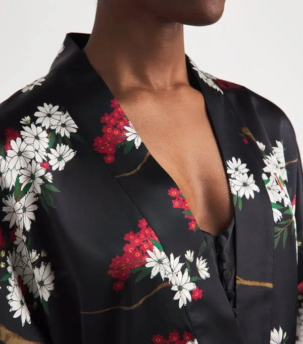 Olivia Von Halle Silk Floral Queenie Night Robe