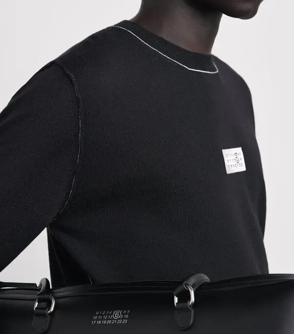 MAISON MARGIELA Virgin Wool-blend Numeric Tab Sweater - Black