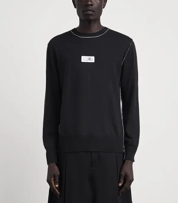 MAISON MARGIELA Virgin Wool-blend Numeric Tab Sweater - Black