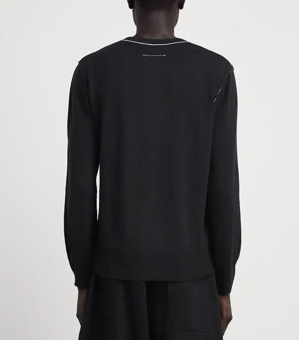 MAISON MARGIELA Virgin Wool-blend Numeric Tab Sweater - Black