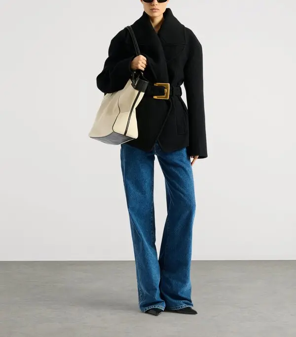 Balmain Virgin Wool Belted Pea Coat