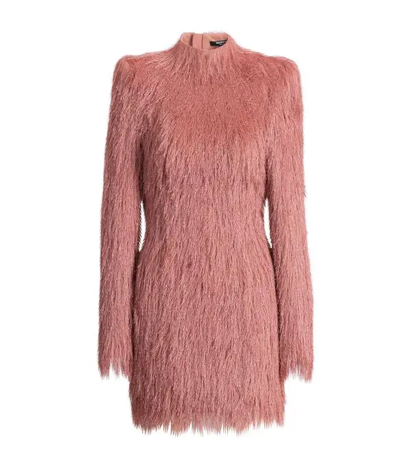Balmain Fringe Mini Dress - Pink