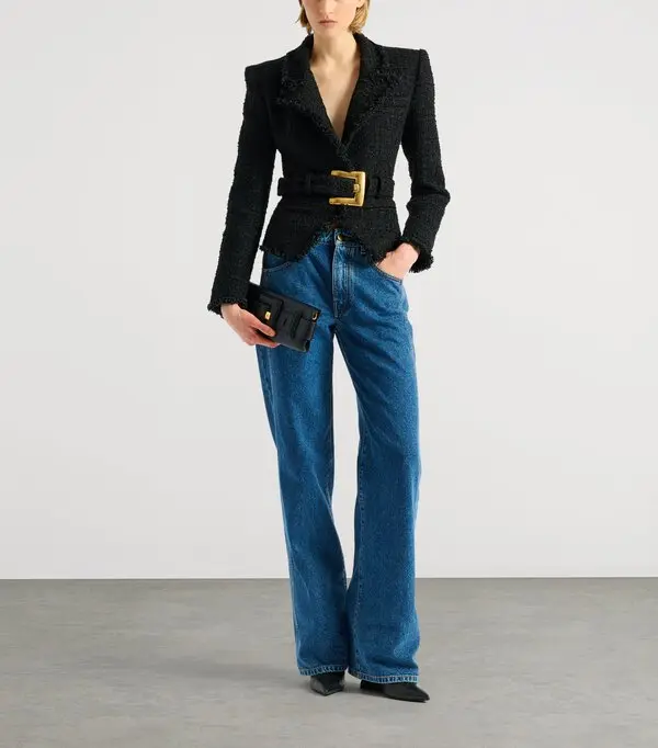 Balmain Belted Tweed Blazer