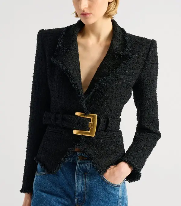 Balmain Belted Tweed Blazer