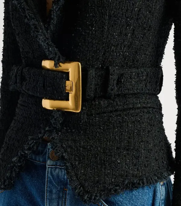 Balmain Belted Tweed Blazer