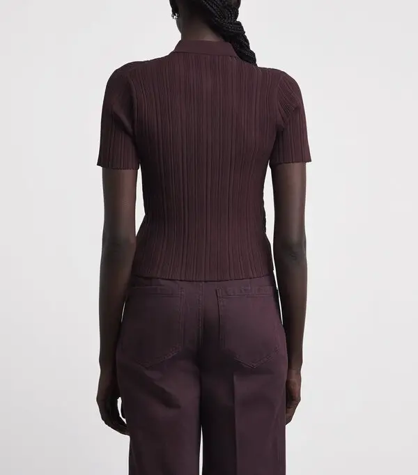 Victoria Beckham Rib-knit Zip-up Polo Shirt