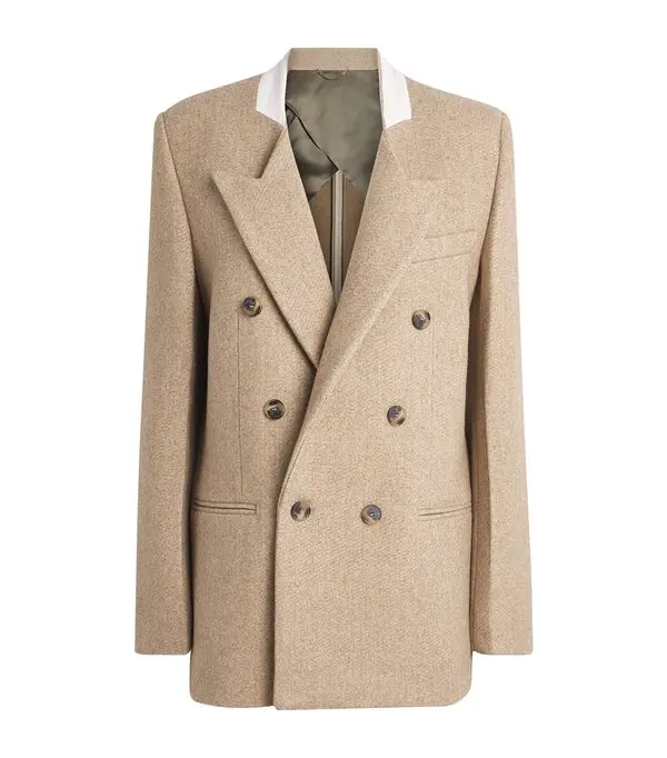 Victoria Beckham Wool-blend Double-breasted Jacket - Beige