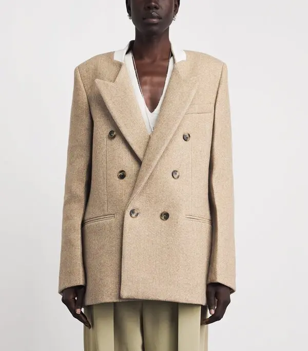 Victoria Beckham Wool-blend Double-breasted Jacket - Beige