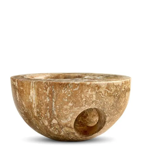 MARCHANTA 01 Mini Dark Travertine Candle Holder