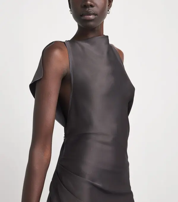 Victoria Beckham Draped Satin Midi Dress - Brown