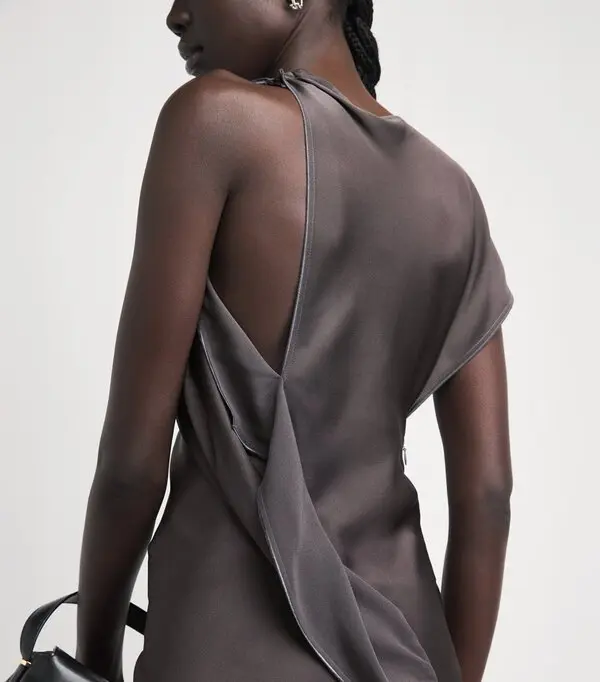 Victoria Beckham Draped Satin Midi Dress - Brown
