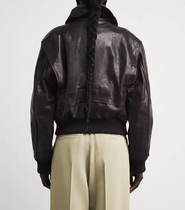 Victoria Beckham Aviator Leather Jacket With Shearling Collar