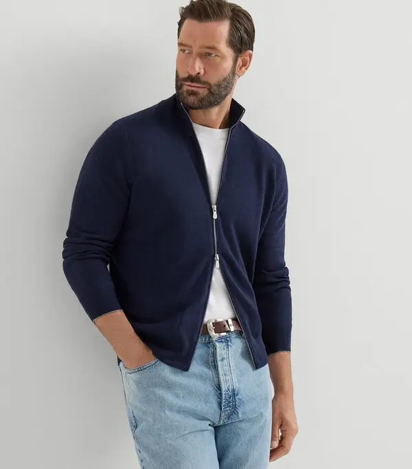 Brunello Cucinelli Cashmere Zip-up Cardigan - Blue