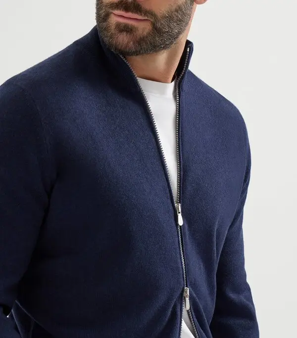 Brunello Cucinelli Cashmere Zip-up Cardigan - Blue