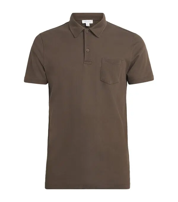 Sunspel Supima Cotton Riviera Polo Shirt - Brown