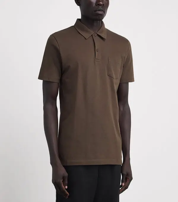 Sunspel Supima Cotton Riviera Polo Shirt - Brown