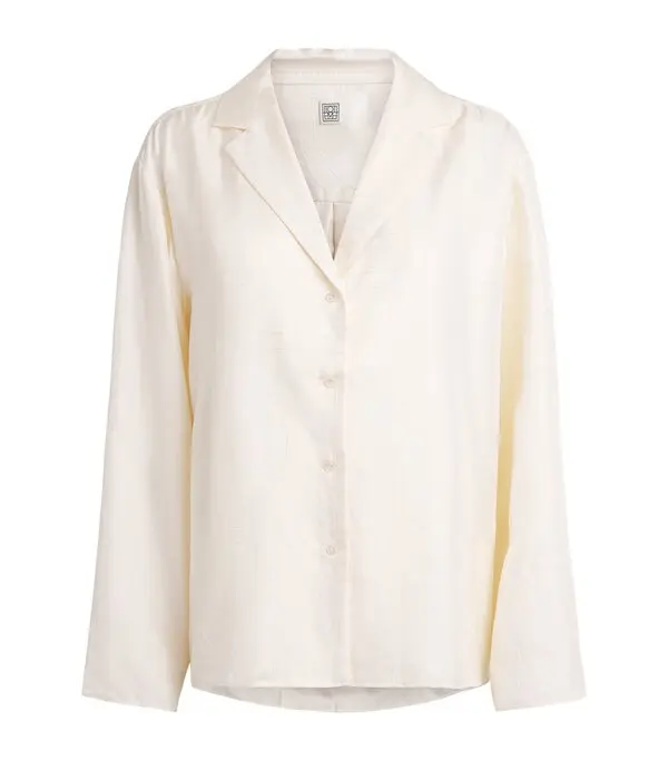 TOTEME Silk Embroidered Monogram Shirt - Ivory