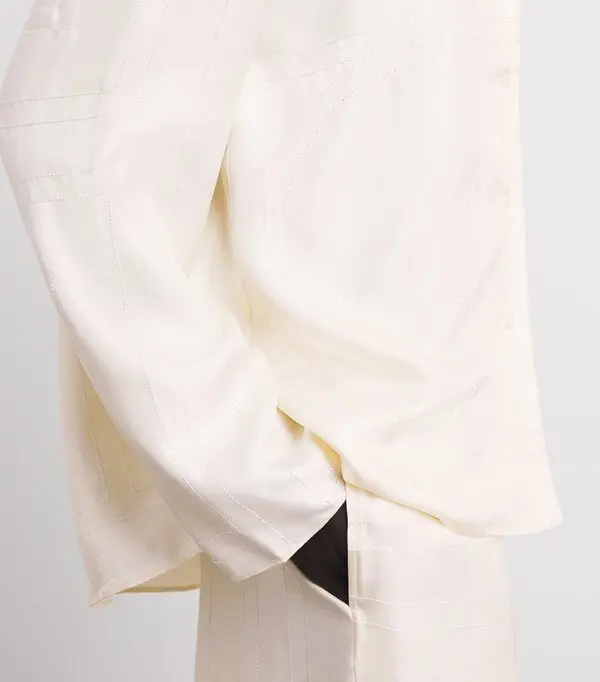 TOTEME Silk Embroidered Monogram Shirt - Ivory