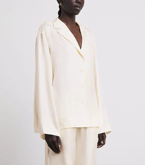 TOTEME Silk Embroidered Monogram Shirt - Ivory