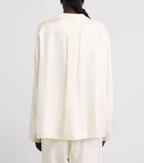 TOTEME Silk Embroidered Monogram Shirt - Ivory