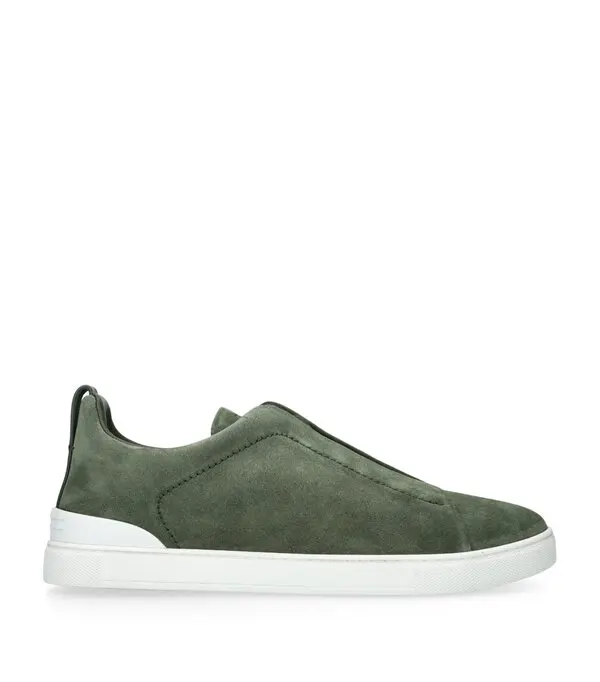 Zegna Suede Triple Stitch Sneakers - Green