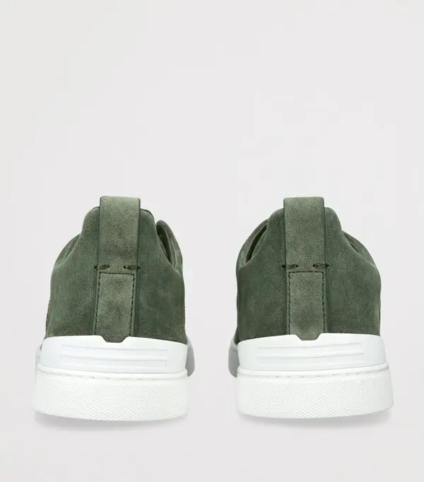 Zegna Suede Triple Stitch Sneakers - Green