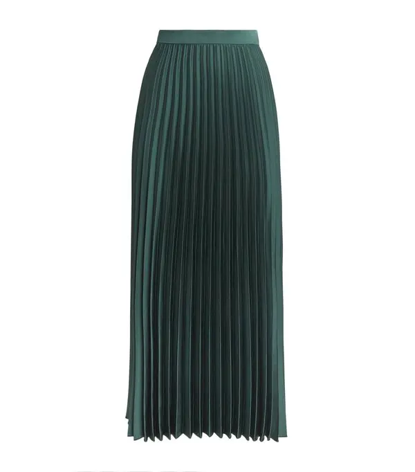 Max Mara Satin Pleated Skirt - Green