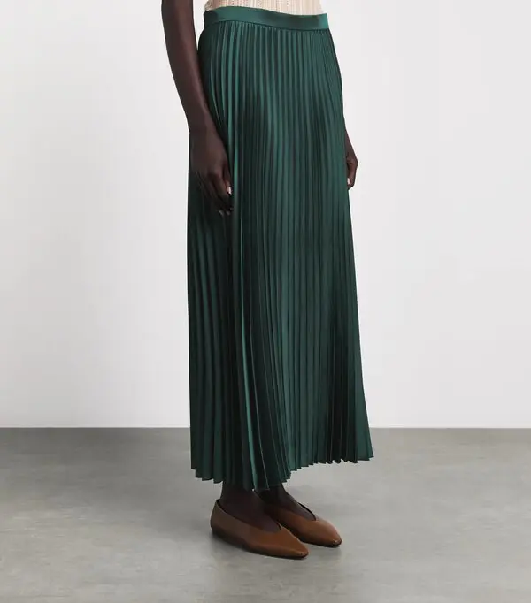 Max Mara Satin Pleated Maxi Skirt
