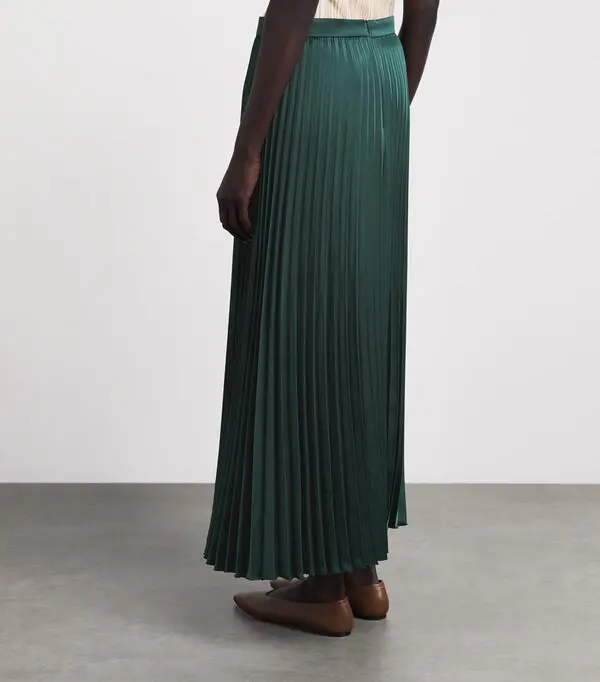 Max Mara Satin Pleated Maxi Skirt