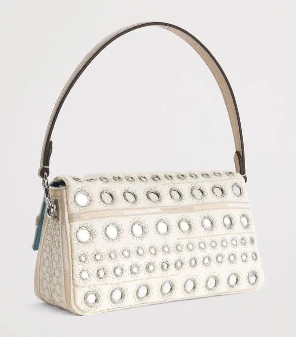 Tory Burch Small Embellished Charlie Shoulder Bag - Ivory