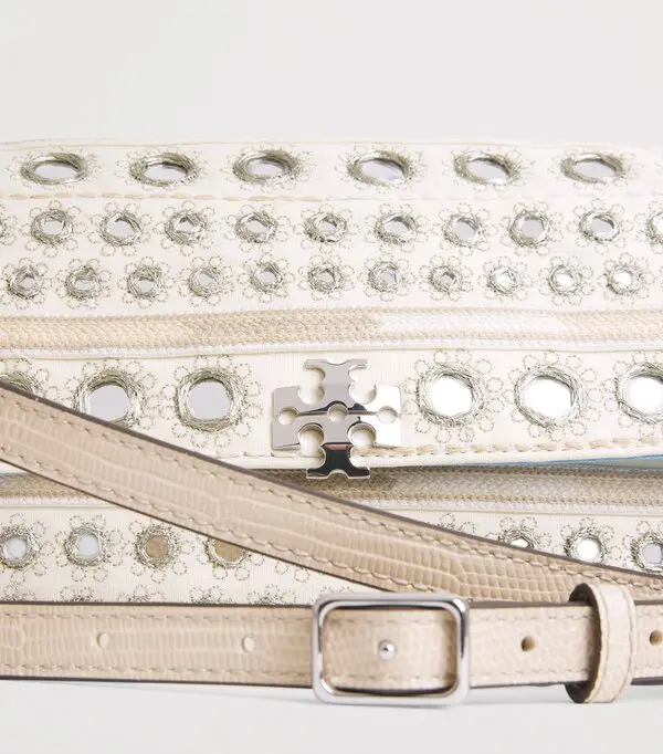 Tory Burch Small Embellished Charlie Shoulder Bag - Ivory