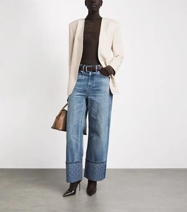Tory Burch High-rise Straight Leg Jeans With Logo Detail