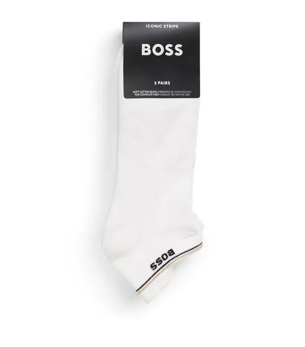BOSS Logo Stripe Socks - White