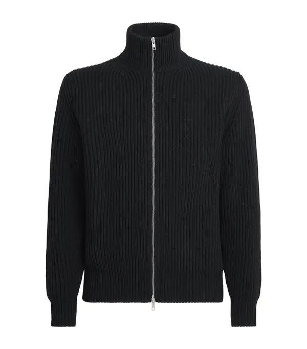 MAISON MARGIELA Wool-blend Ribbed Zip-up Sweater - Black