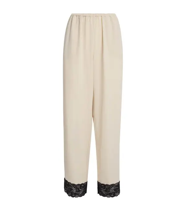 Stylein Lace-trim Wide-leg Trousers - Ivory